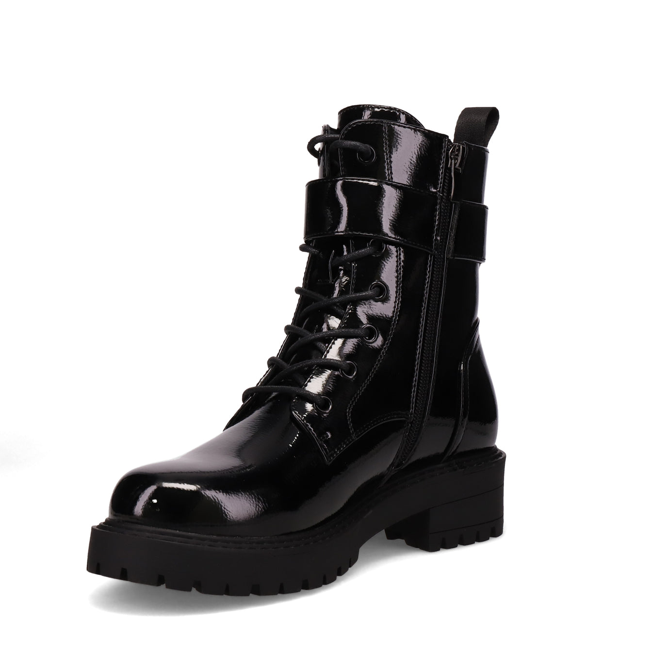 Atmosphere Glasgow Lace Up Boots Black Patent | Boots – Shop Now at ...